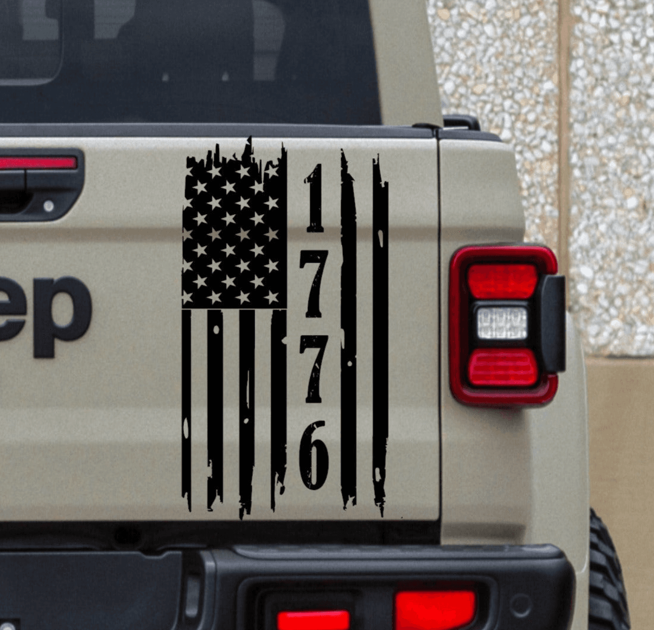 Jeep Gladiator Decal - Distressed American Flag 1776 Stickers – Decal ...