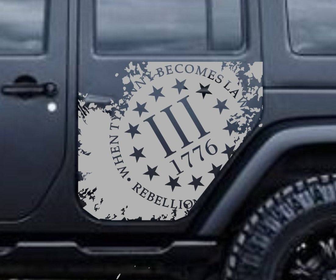 Jeep Wrangler JK Decal Car Sticker - Patriotic 1776 Rebellion – Decal ...