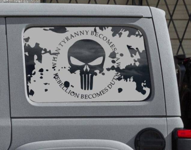 "When Tyranny Becomes Law.." Punisher Decals for Jeep Wrangler JK JL ...